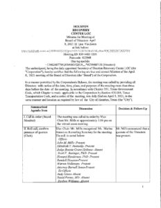 Signed Minutes - Houston Recovery Center